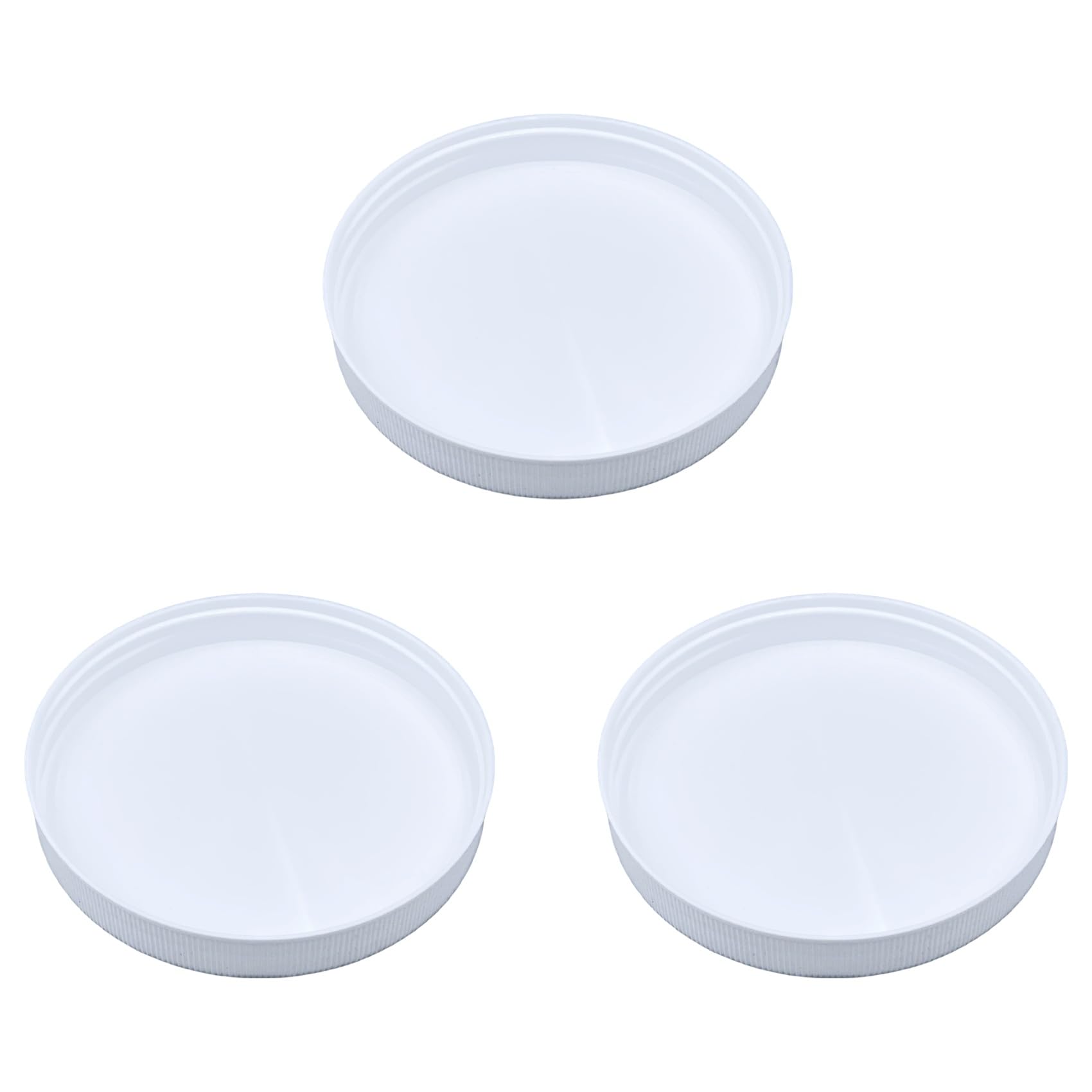 Hufopik 3 Pcs | 110/400 Plastic Replacement Lids | 110mm Caps w/Leak Proof Liner | For Large Glass or Plastic Wide Mouth Jar， Food-Grade Storage Caps for Canning Jars