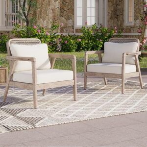 merax set of 2 outdoor acacia wood club chair,patio furniture conversation set for backyard,weight capacity 400lbs