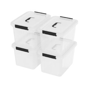 ziglous 10 quart clear plastic storage boxes with handle, 4-pack clear plastic storage bins with lids