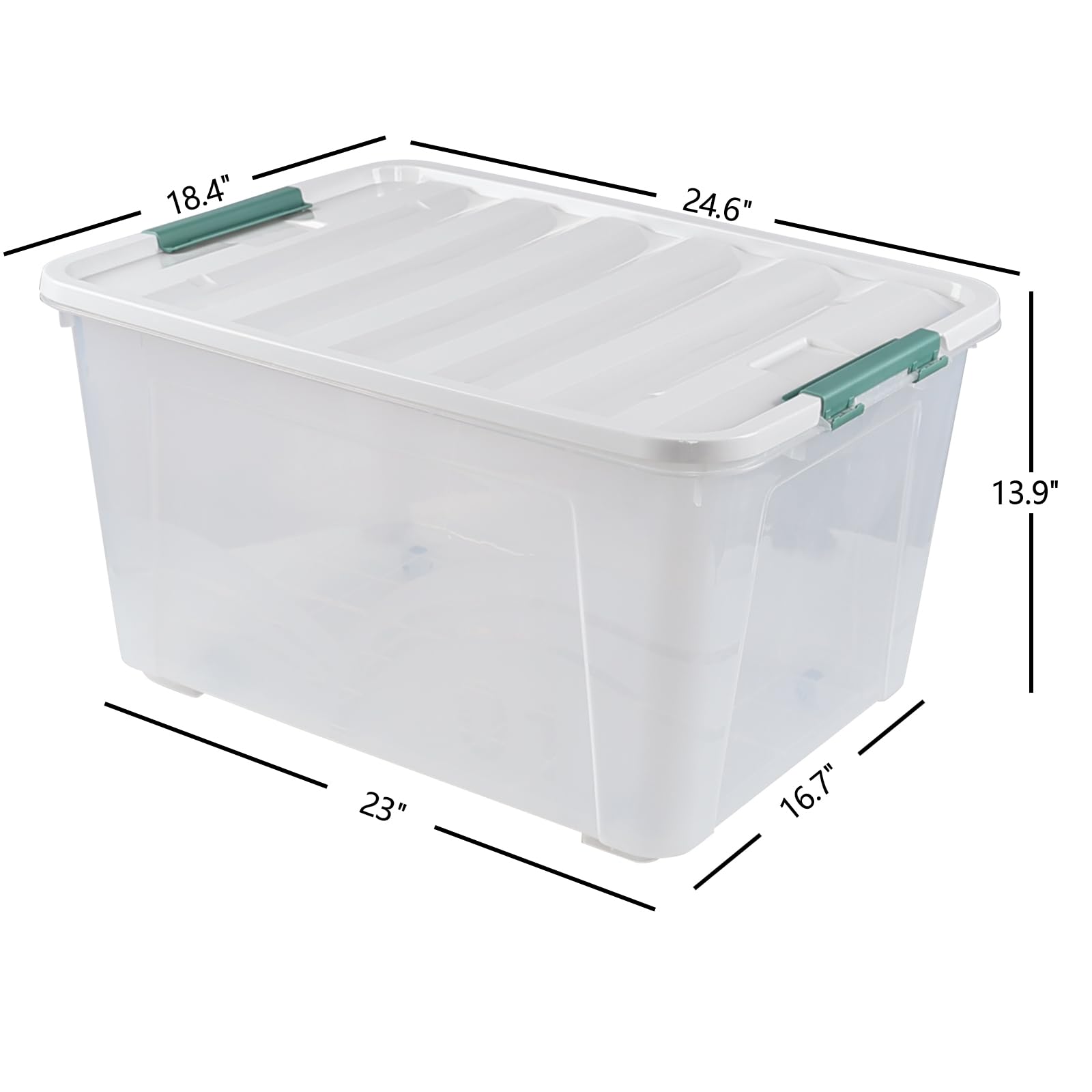 CadineUS 85 Quart Clear Storage Bins with Lids, 4 Pack Large Plastic Boxes with Wheels