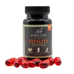 krill oil for dogs - vitality by alpha dog nutrition – reduces dog allergies, itchiness, & shedding – promotes healthy skin and coat