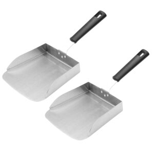 large griddle scoop (2pcs) for hibachi type cooking.stainless steel food shovel for scrambled eggs and fried rice.grilling food mover for flat top grill accessories smash burger spatula