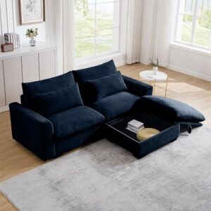 eafurn deep seat oversized corduroy loveseat modular sectional sofa convertible corner couch bed with movable ottoman & storage, l shaped sleeper lounge sofa&couches for living room office