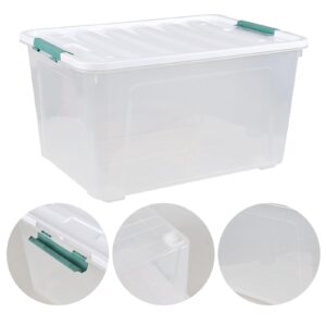 CadineUS 85 Quart Clear Storage Bins with Lids, 4 Pack Large Plastic Boxes with Wheels