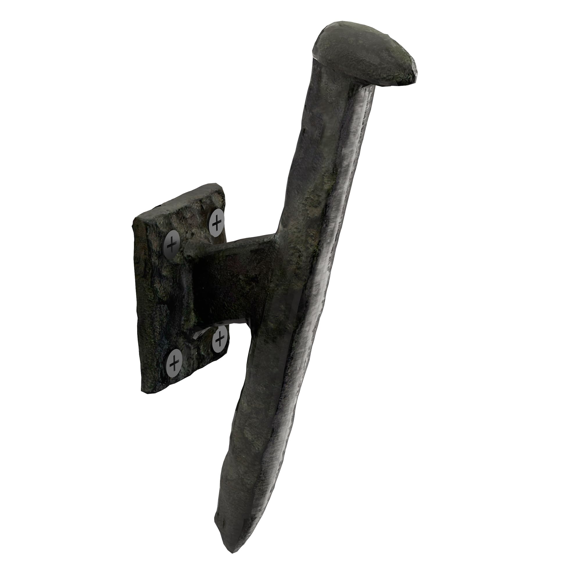 Rustic State Fred Wall Mount Cast Iron Hooks Coat Towel Bag Hat Hanger Railroad Spike Rack with Hammered Effect Texture - Black