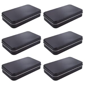 6 pieces rectangular metal empty hinged tins containers basic necessities home storage organizer mini box set, 5.9 x 3.5 x 1.2 inches (black)