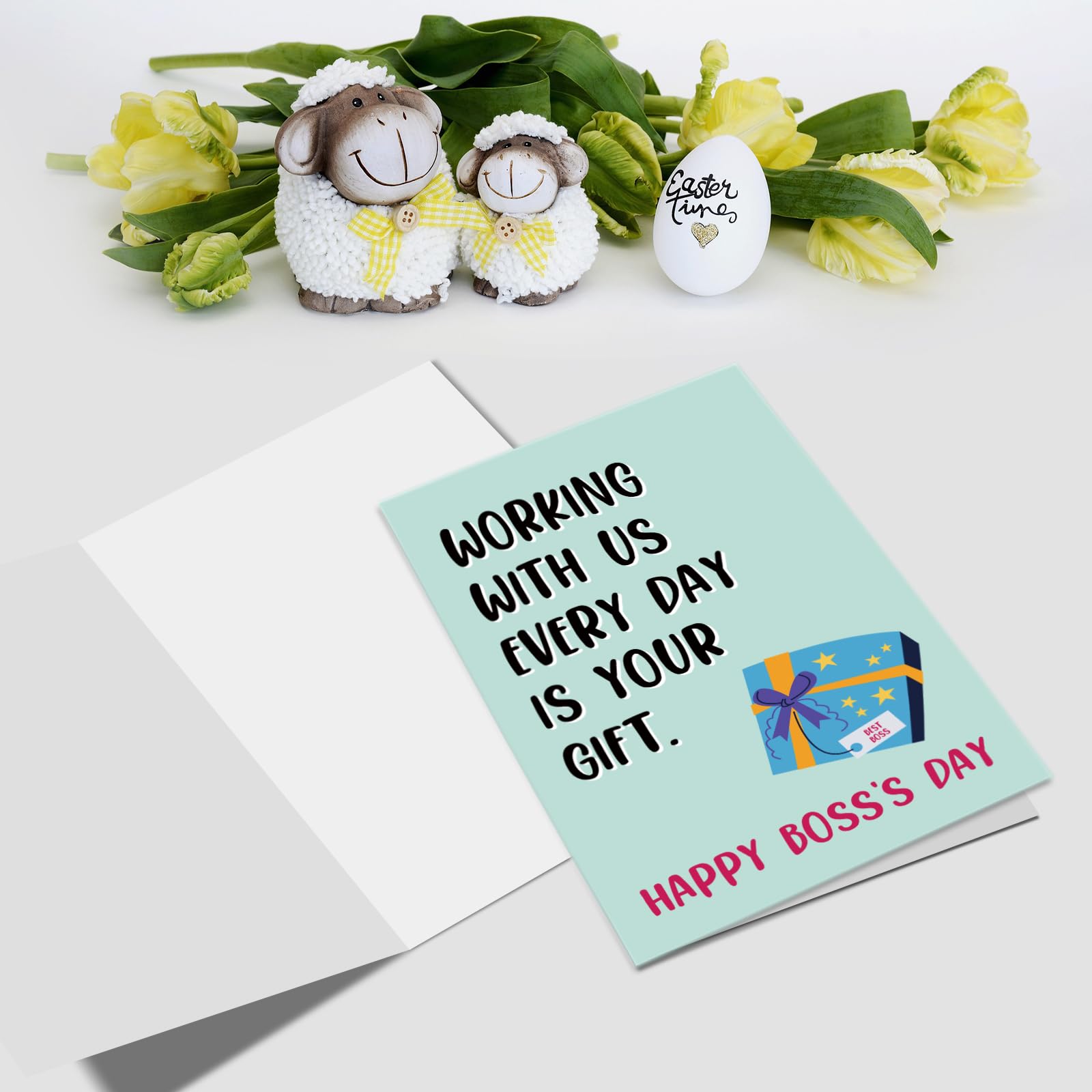 Nchigedy Happy Boss's Day Card for Him Her, Funny Boss Day Card for Men Women, Humor Bosses Day Card for Boss Colleague, Working With Us Every Day Is Your Gift