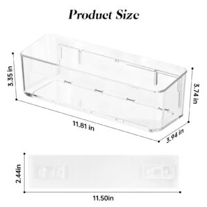 PAVSTINE 2 Pcs Clear Shower Shelf, Large Bathroom Shower Shelves, Adhesive Bathroom Shelf, Wall Mounted Caddy, No Drill Self Adhesive Shower Organizer, Clear Bathroom Shelves with Self Adhesive Tape