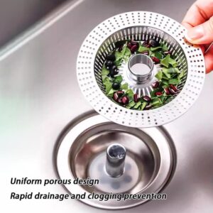 KUNMNGF Kitchen Sink Stopper,Sink Stopper Kitchen Drain,Sink Stopper,Sink Strainer,Sink Drain,Stainless Steel Kitchen Sink Pop-Up Core Strainer,Bathtub Sink Strainer for Kitchen,Bathroom, Silver