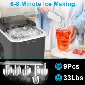 Oritouchpop Ice Makers Countertop APP Control Smart Ice Machine Portable Ice Maker with Self-Cleaning Function 6 Minutes 9 Bullet Ice WiFi Remote Control for Home Camping