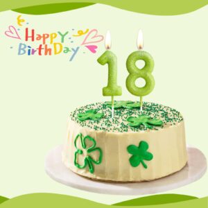 Cxryrzhe 9th Glitter Birthday Candles Green Number 9 Candle Birthday Cake Topper Decorations for Girls Kids Adults Birthday Party Wedding Anniversary Celebration Decor Supplies