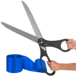 grand opening ceremony kit — 25" giant ribbon cutting scissors black and royal blue satin ribbon for grand openings inaugurations ceremonies & special events