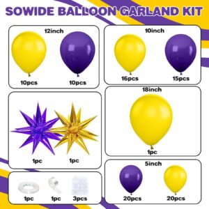 Purple and Yellow Balloon Arch Kit,Basketball Balloons with Gold Purple Star Foil Balloons,for Boys Basketball Party Sport Theme Birthday Graduation Anniversary Wedding Baby Shower Decorations