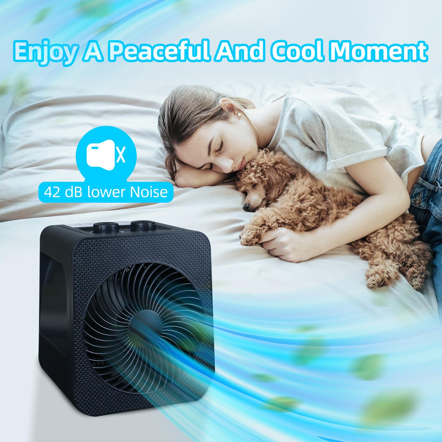 2 in 1 Heater and Fan Combo, 1500W Portable Heaters for Indoor Use with 4 Modes, Tip-over & Overheat Protections, Desk Space Heater and Fan Combo for Office Home Bedroom