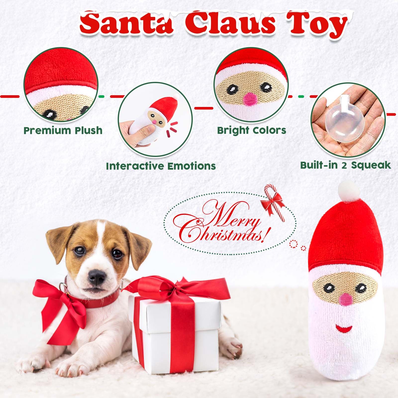 HOHOM Christmas Dog Toys, 9 Pack Luxury Puppy Chew Toy, Cotton Squeaky Plush Toys for Small Dogs, Durable Interactive Rope Treat Dog Ball and Bones, Rubber Teething Toys for Puppies Dogs