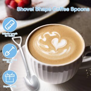 OT-NVWOZR 12PCS Dessert Spoons and Forks Set, Stainless Steel Shovel Shape Ice Cream Spoons, Mini Shovel Spoons for Coffee Yogurt Cake Fruit, Unique Silverware for Home Cocktail Appetizer Party