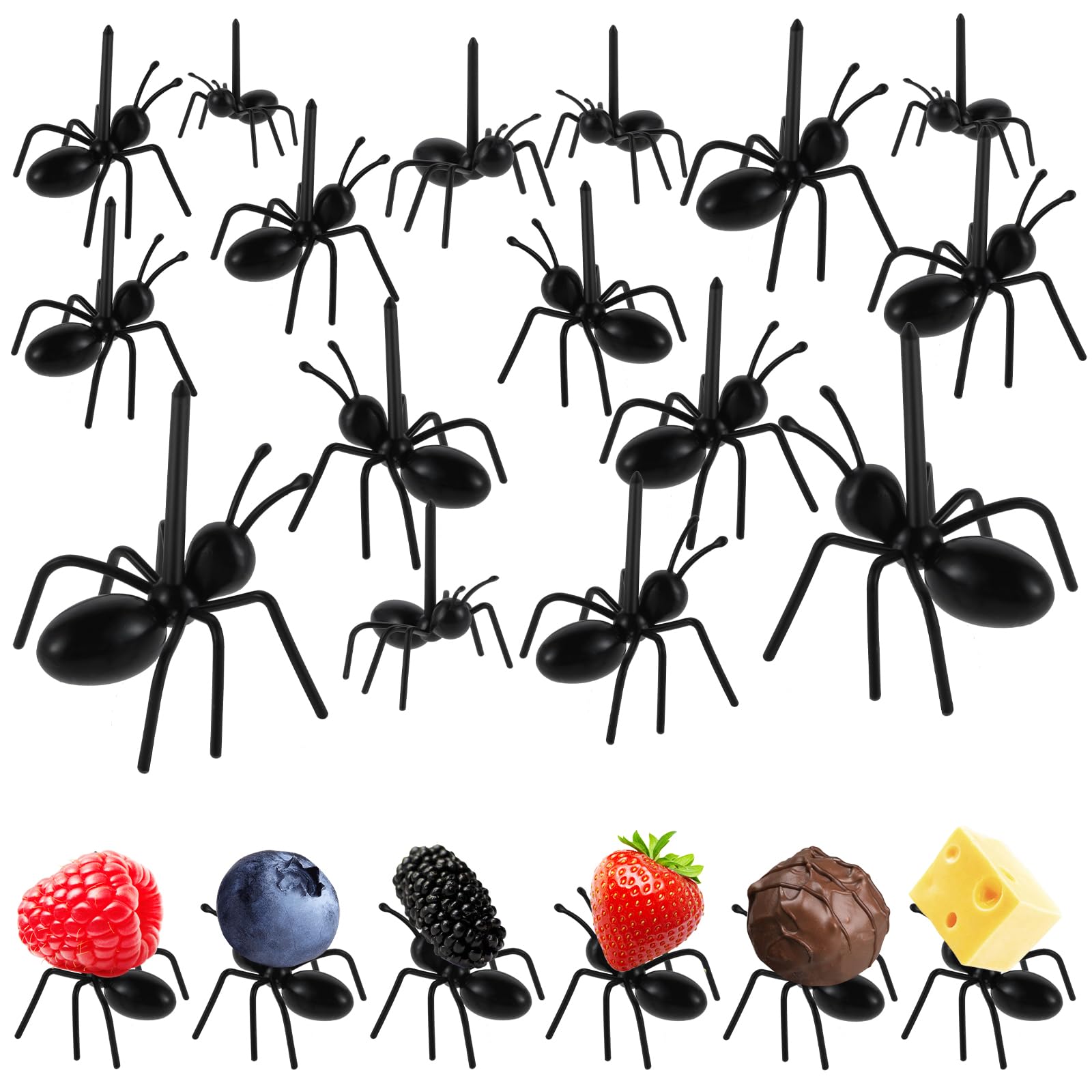 36Pcs Ant Toothpicks Fruit Dessert Fork, Cute Food Picks for Bug Themed Birthday Party Halloween Party Decorations Supplies Reusable Appetizer Forks for Picnic Themed Party Decorations