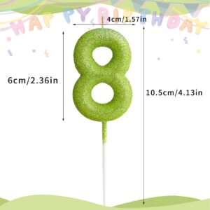 Cxryrzhe 9th Glitter Birthday Candles Green Number 9 Candle Birthday Cake Topper Decorations for Girls Kids Adults Birthday Party Wedding Anniversary Celebration Decor Supplies