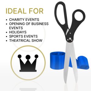 Grand Opening Ceremony Kit — 25" Giant Ribbon Cutting Scissors Black and Royal Blue Satin Ribbon for Grand Openings Inaugurations Ceremonies & Special Events