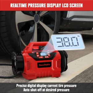 Cordless Tire Inflator for Milwaukee 18V Battery, 160 PSI High Pressure Portable Air Compressor with Digital Gauge, Auto Shut Off, LED Light For Balls, Tires, Swim Toys (Tool Only)