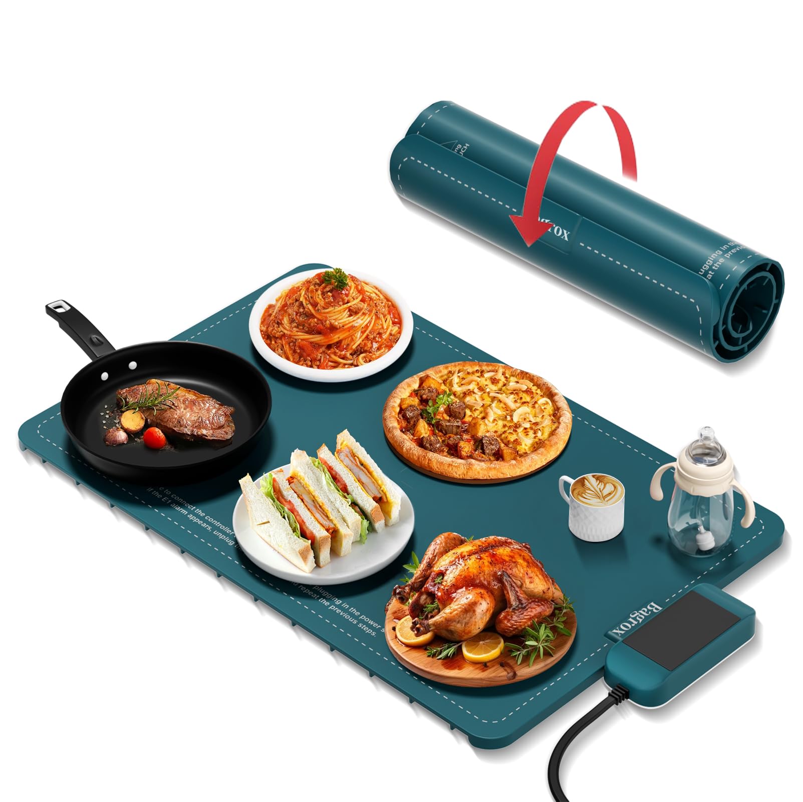 Electric Warming Tray, Food Warming Mat with Adjustable Temperature, Full Surface Heating,Rollable & Portable, Auto Shut-Off -Versatile Food Warmer for Parties Buffets Gatherings Holidays Daily Use