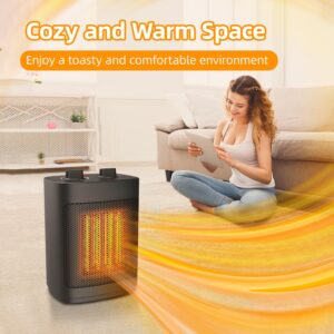 Small Space Heater, 1500W Portable Heaters for Indoor Use with Thermostat, PTC Ceramic Desk Heater for Office, Fan Only Electric Heater for Room Home Bedroom