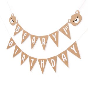 Beary First Birthday Banner - Bear First Birthday Decorations,Neutral Birthday Bear Theme Party Birthday Banner,1st Birthday Boy Decoration,My Beary 1st Birthday Banner