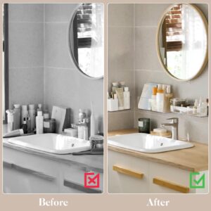 PAVSTINE 2 Pcs Clear Shower Shelf, Large Bathroom Shower Shelves, Adhesive Bathroom Shelf, Wall Mounted Caddy, No Drill Self Adhesive Shower Organizer, Clear Bathroom Shelves with Self Adhesive Tape