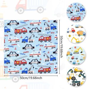 Excavator Fat Quarters Fabric Bundles, 8 PCS Construction Truck Tractor Fabric Bundles,20 x 20 Inches Cotton Polyester Quilting Fabric Material Scraps for Sewing Quilting Patchwork Artcraft DIY