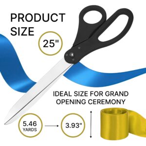 Grand Opening Ceremony Kit — 25" Giant Ribbon Cutting Scissors Black and Royal Blue Satin Ribbon for Grand Openings Inaugurations Ceremonies & Special Events