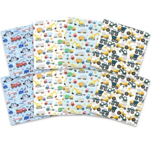 excavator fat quarters fabric bundles, 8 pcs construction truck tractor fabric bundles,20 x 20 inches cotton polyester quilting fabric material scraps for sewing quilting patchwork artcraft diy