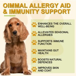 Allergy Support for Dogs, 180PC Allergy Aid Chewable Tablets for Seasonal Allergy, Supports Immune Function, Dry & Itchy Skin Relief, Dog Supplement Vitamins Tablets - 180 Tablets/Chicken Flavor