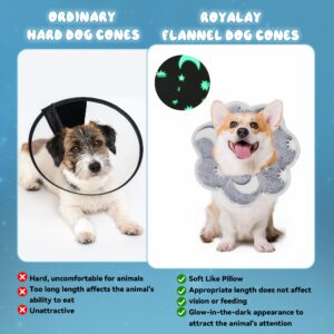 ROYALAY Luminous Soft Dog Cone for Dogs After Surgery, Adjustable Pet Recovery Collar for Large Medium Dogs and Cats, Glow in The Dark for Claming Dog, Pet Cone for Wound Care, Spay, Neuter,L