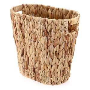 sumnacon wicker trash can water hyacinth wicker waste basket with handle space-saving oval bathroom trash can for wastepaper,magazine,toy multiple garbage can for bedroom,living room,kitchen,office