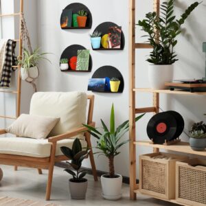 Threehoney 4 Pcs Vinyl Record Shaped Wall Decor Music Wall Art Record Shaped Wall Mount Shelves Wall Hanging Sign Music Theme Home Decoration for Wall Room Party Decor