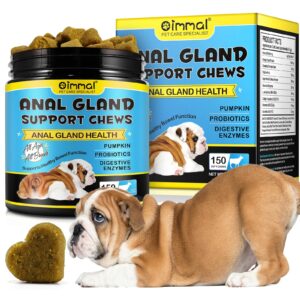 anal gland support soft chews for dog, dog anal gland treats w/pumpkin, dog anal gland digestive support supplement treatment chews with digestive enzymes & probiotics