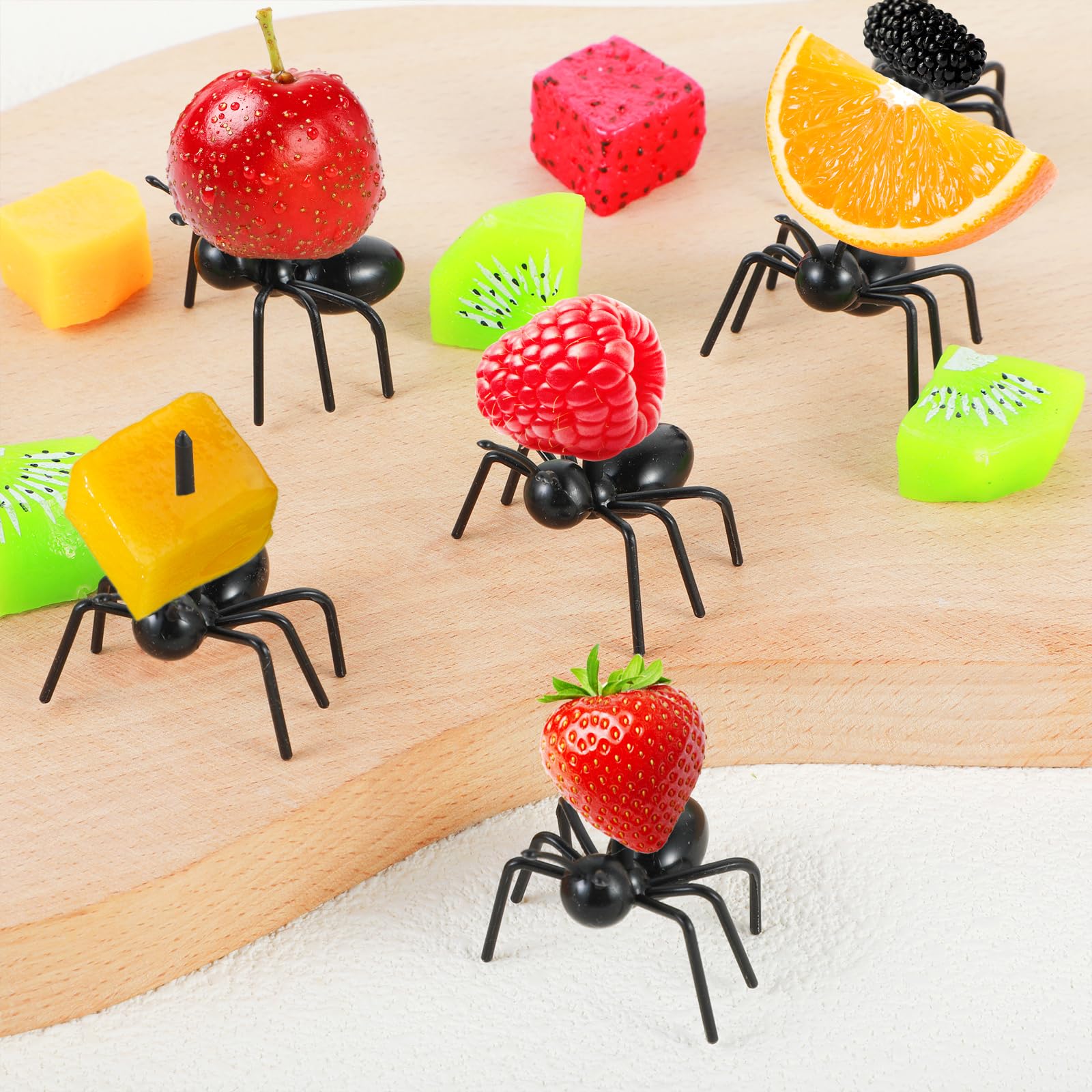 36Pcs Ant Toothpicks Fruit Dessert Fork, Cute Food Picks for Bug Themed Birthday Party Halloween Party Decorations Supplies Reusable Appetizer Forks for Picnic Themed Party Decorations