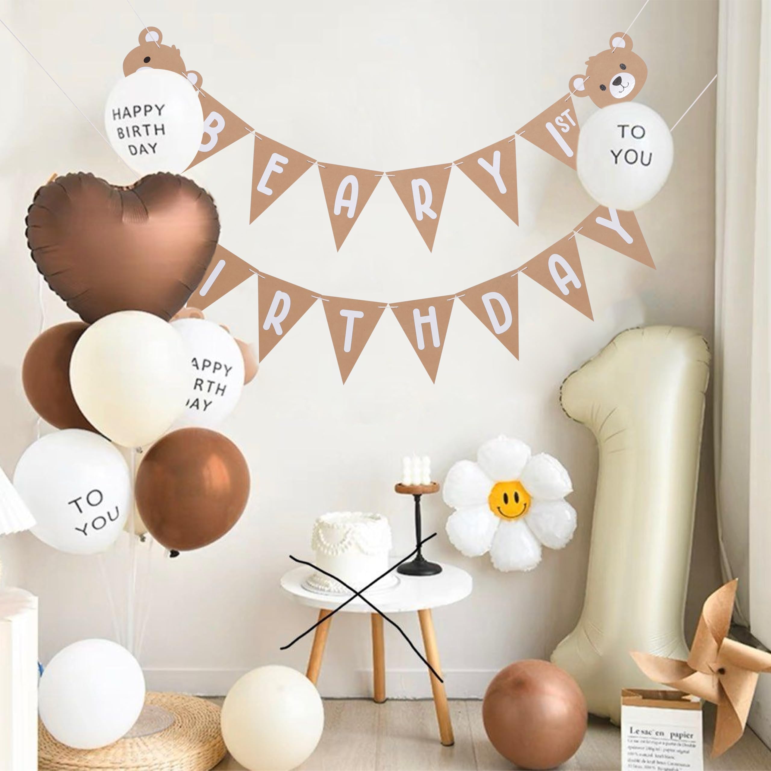 Beary First Birthday Banner - Bear First Birthday Decorations,Neutral Birthday Bear Theme Party Birthday Banner,1st Birthday Boy Decoration,My Beary 1st Birthday Banner