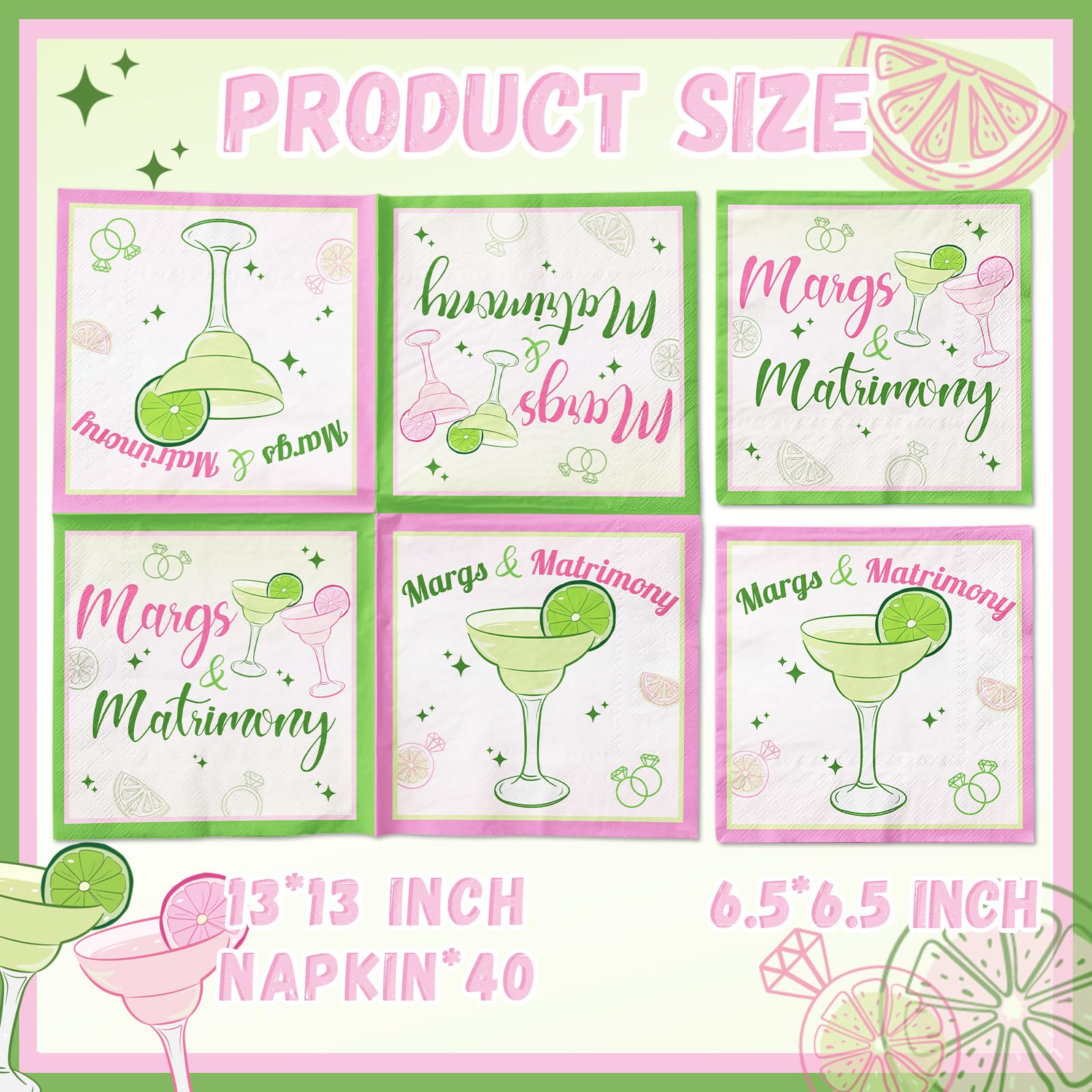 Margs and Matrimony Bachelorette Napinks, 40Pcs Disposable Margs and Matrimony Napkins Margs And Matrimony Decor for Mexican Fiesta Wedding Bridal Shower Party