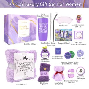 Gifts for Women, Lavender Spa Gifts Set,16 Pcs Gift Set for Women, Mom, Wife, Girlfriend, Sister, Unique for Birthday, Christmas, Valentine's Day, Mother's Day Gifts - Lavender Spa Gift Basket Set