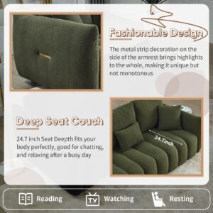 Antetek Teddy Sofa Set for Living Room, Modern Deep Seat Sofa Chair and Oversized 3-Seater Cloud Boucle Couch for Bedroom, Office, Apartment, Furniture Set, Green (2 Piece)