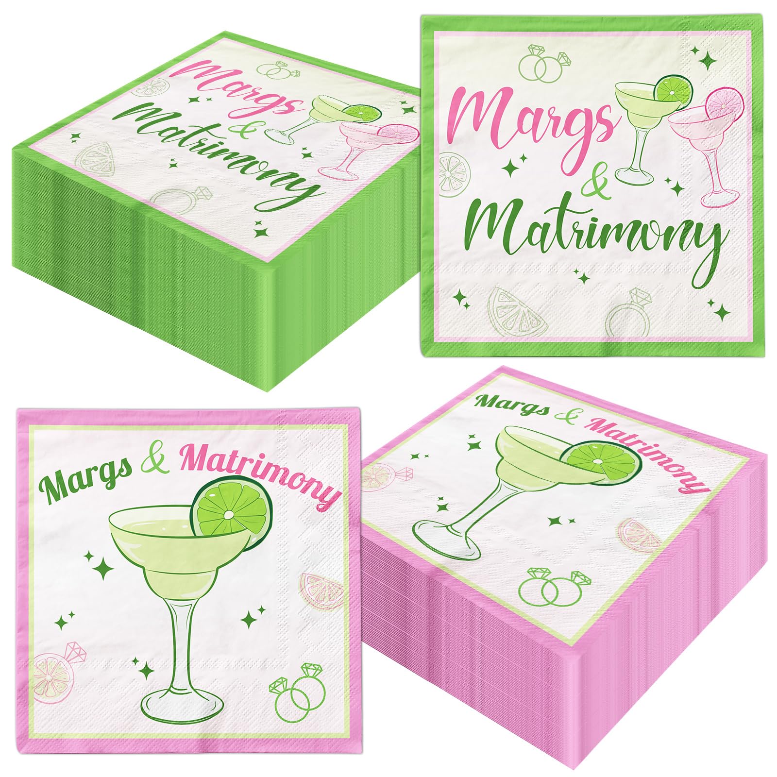 Margs and Matrimony Bachelorette Napinks, 40Pcs Disposable Margs and Matrimony Napkins Margs And Matrimony Decor for Mexican Fiesta Wedding Bridal Shower Party