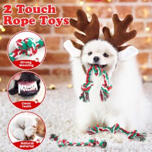 HOHOM Christmas Dog Toys, 9 Pack Luxury Puppy Chew Toy, Cotton Squeaky Plush Toys for Small Dogs, Durable Interactive Rope Treat Dog Ball and Bones, Rubber Teething Toys for Puppies Dogs