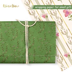 NICROHOME EUR 24 Sheets Sage Green Tissue Paper, Pink Small Gifts Floral Tissue Wrapping Paper for Christmas Crafts, Flower Bouquet Wrap, Wedding, Bridal Shower Gifts Bags (15 X 20 Inch)