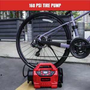 Cordless Tire Inflator for Milwaukee 18V Battery, 160 PSI High Pressure Portable Air Compressor with Digital Gauge, Auto Shut Off, LED Light For Balls, Tires, Swim Toys (Tool Only)