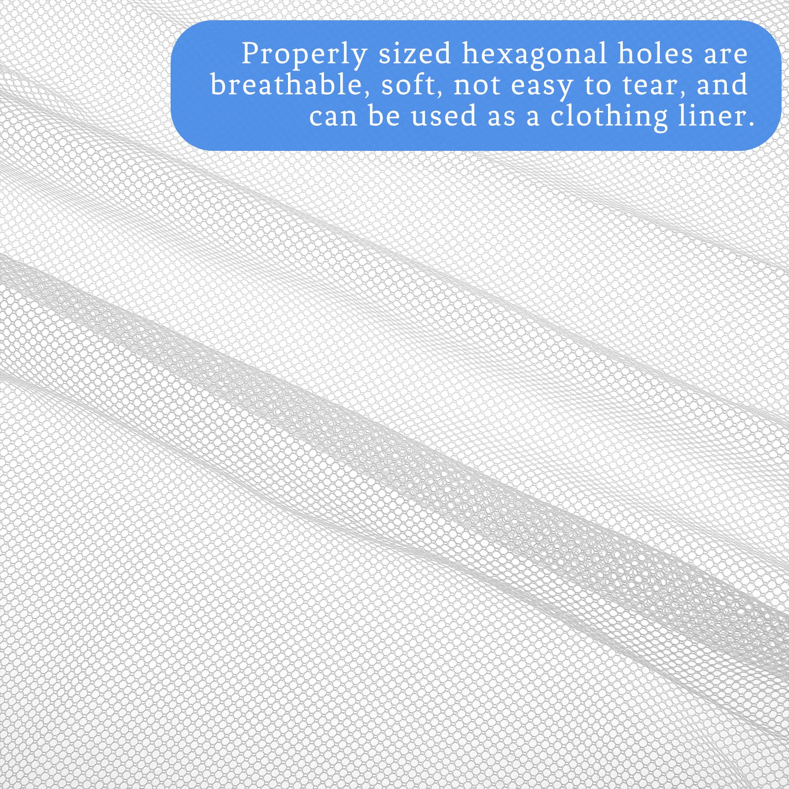 White Mesh Fabric 62 x 59-inch Slightly Stretchy Soft Mesh Fabric Netting for Netting Bag Shopping Bag, Backpack Pocket and Straps, Netting Clothes and Sewing Projects