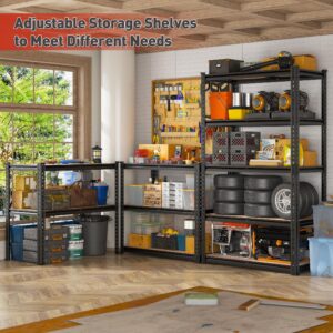 REIBII 2020LBS Storage Shelves 5 Tier Garage Shelving Heavy Duty 72" H x 35.55" W x 16" D Adjustable Metal Shelving Unit for Garage Shelves Utility Rack Shelf for Basement Pantry Closet Shelves,Black