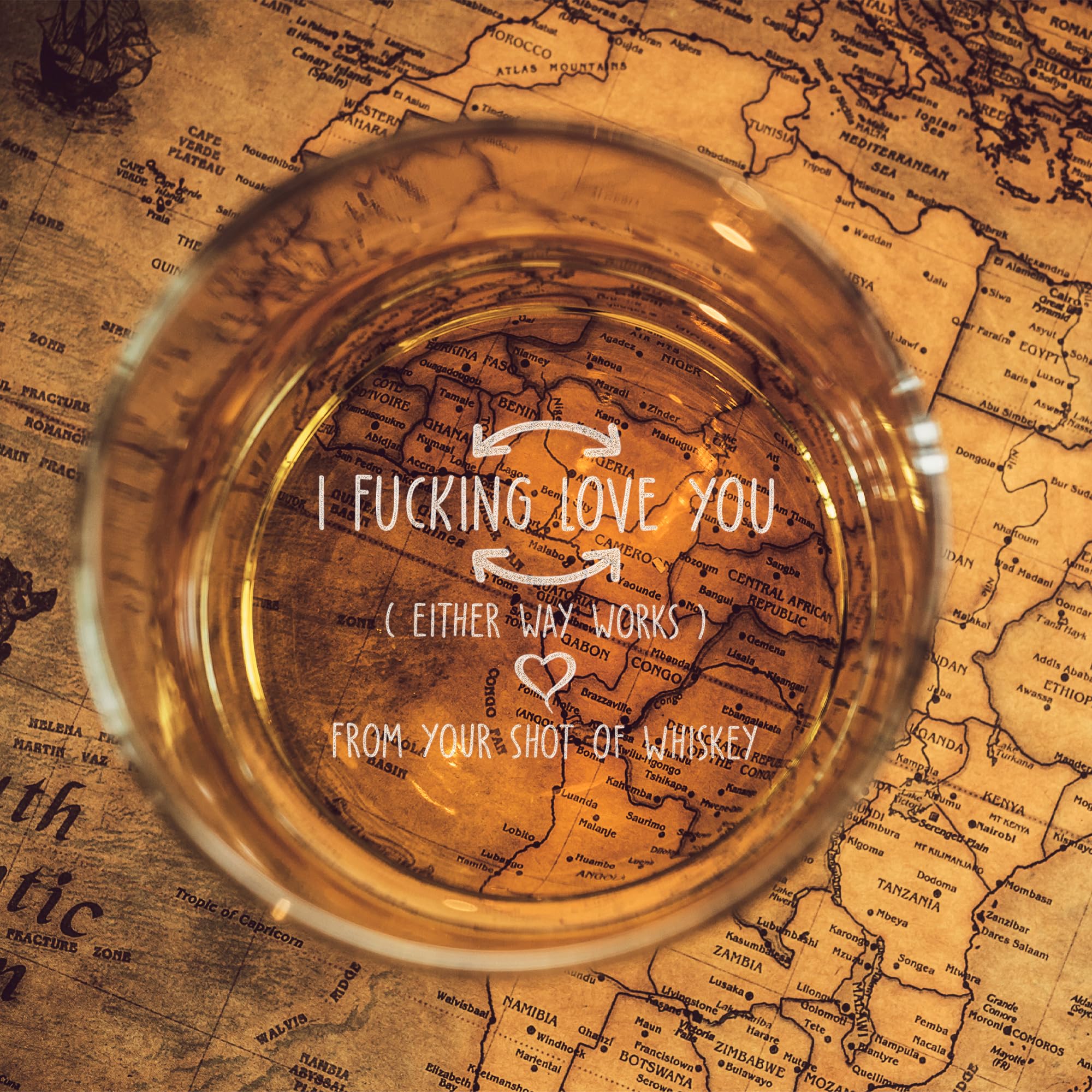 Lucy Engraving I F-king Love You Whiskey Glass Gifts for Husband - Engraved Birthday Gifts for Him on Rock Glass - Christmas Gifts for Boyfriend - 11 oz - Made in the USA