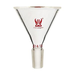 cs labglass glass short stem powder funnel with 50 mm top outer dimension and 14/20 inner joint, borosilicate glass funnel, filter funnel, lab glassware