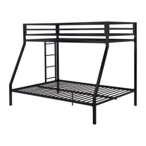 MUTICOR Modern Twin Over Full Metal Loft Bed with Ladder for Junior & Adults, Space-Saving Bunk Bed Frame, Sturdy & Durable, Ideal for Bedrooms, Dorms, and Guest Rooms, Black